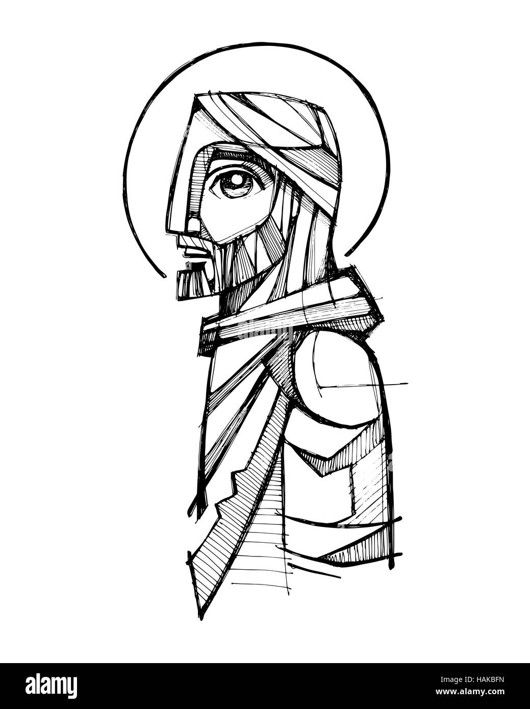 Hand drawn vector illustration or drawing of Jesus Christ Stock Photo ...