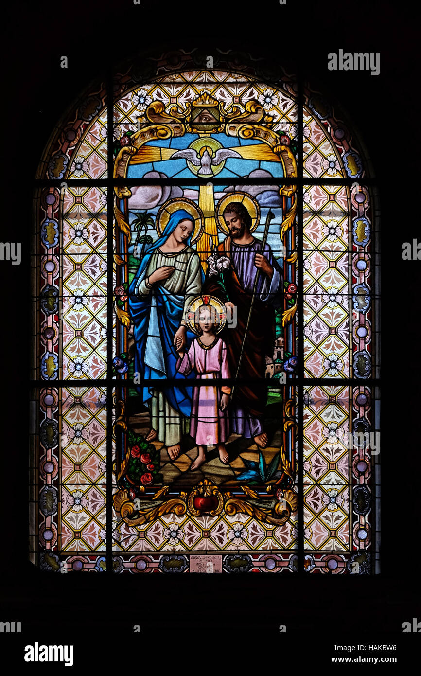 Holy Family, stained glass window in the Parish Church of the ...