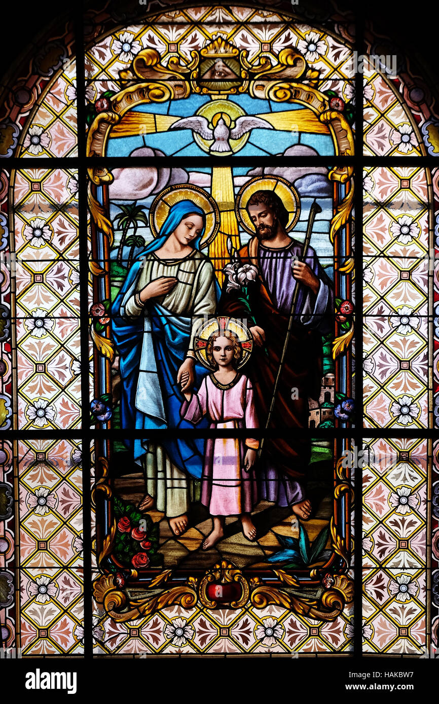 Holy Family, stained glass window in the Parish Church of the ...