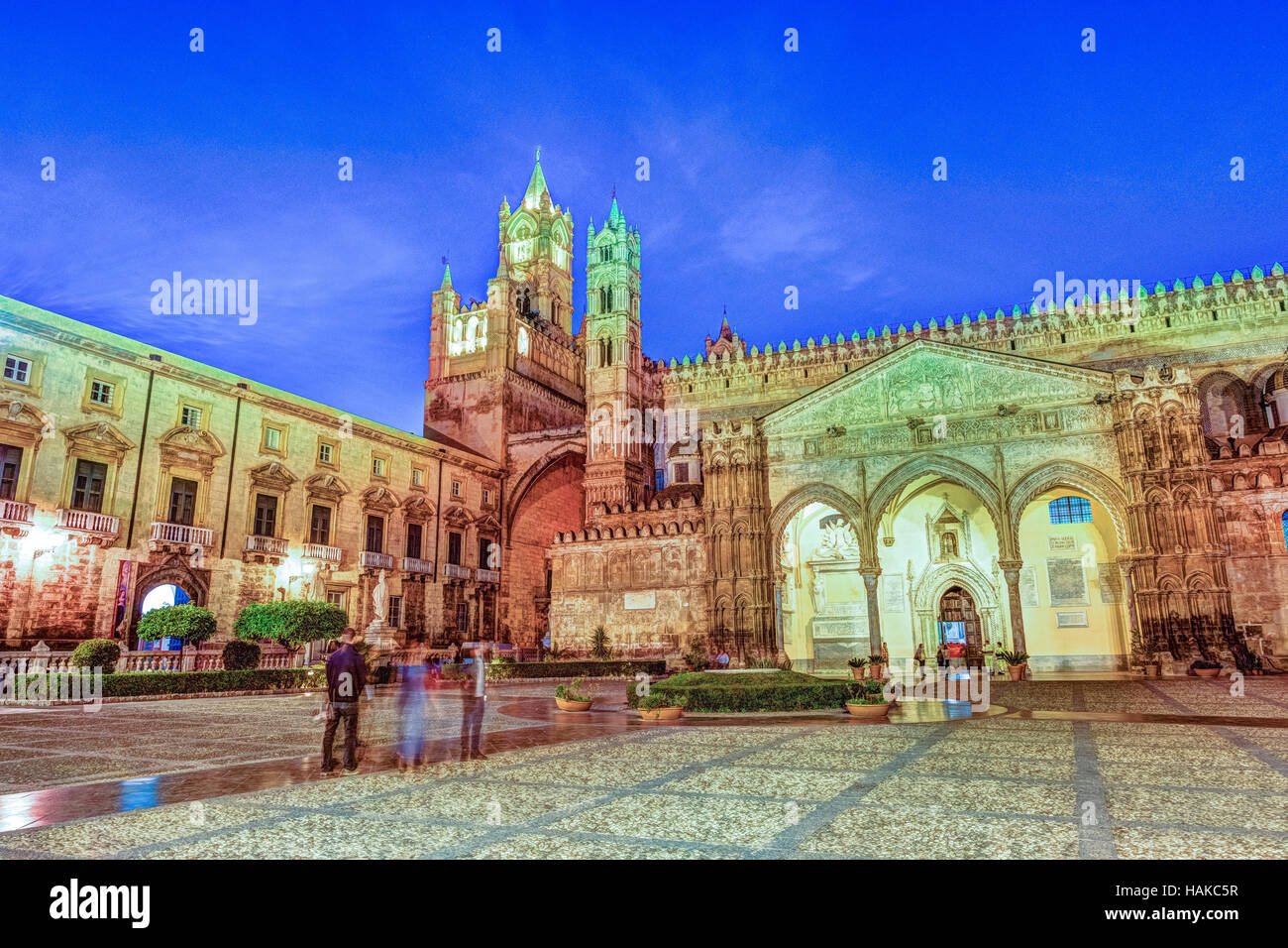 Cathedral of Palermo at night Stock Photo - Alamy