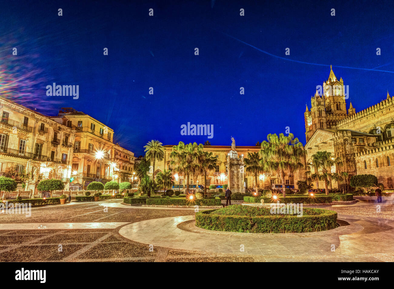 Cathedral of Palermo at night Stock Photo - Alamy