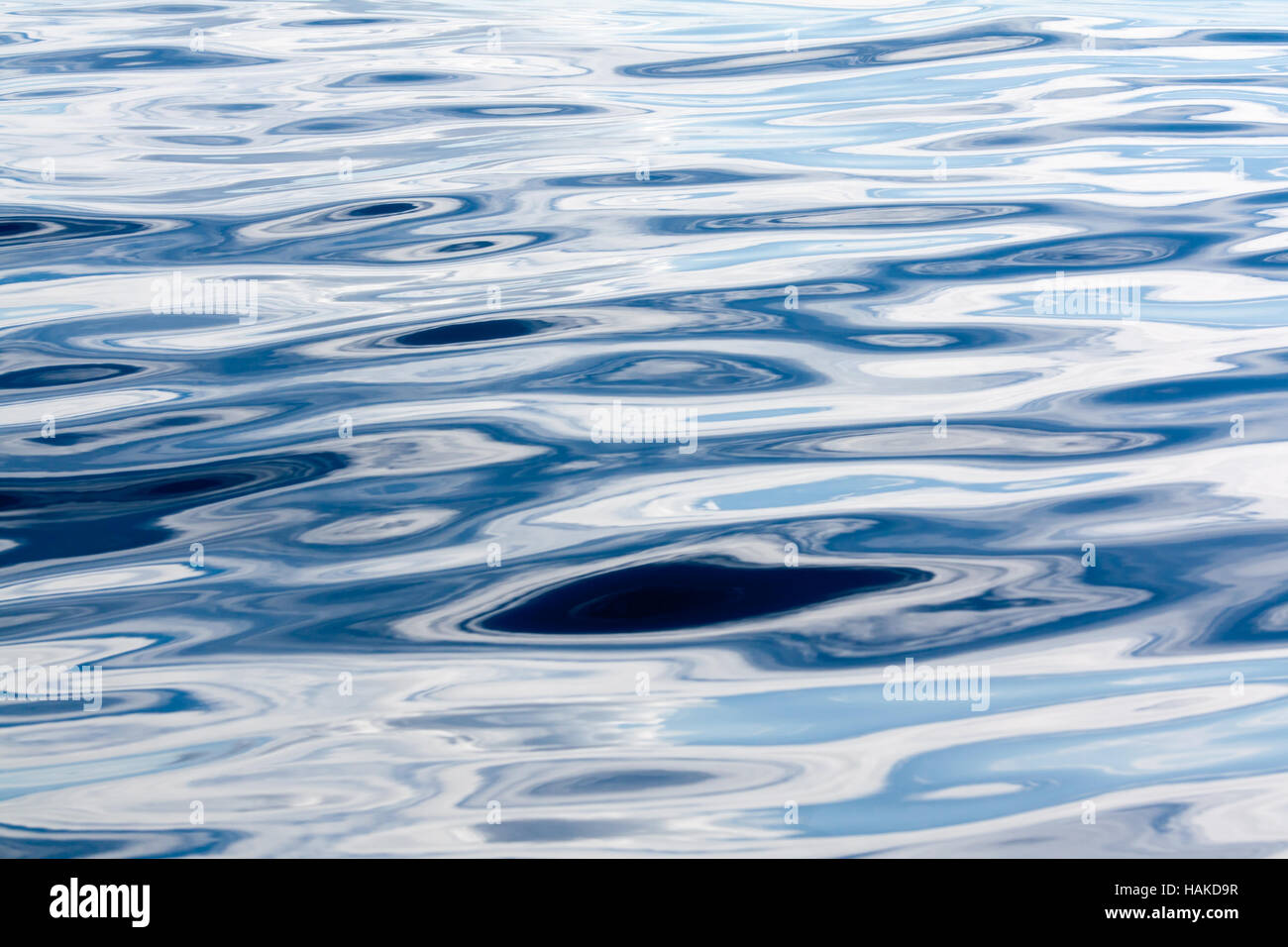 Reflections of waves and ripples on deep ocean water surface Stock ...