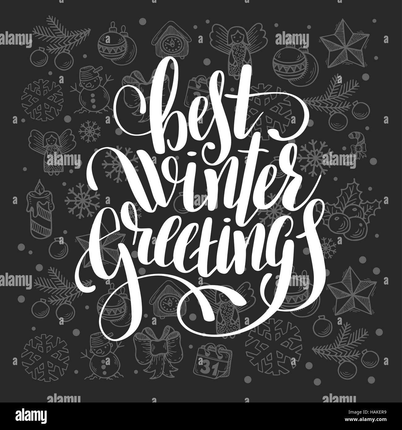 best winter greetings handwritten lettering inscription holiday Stock ...