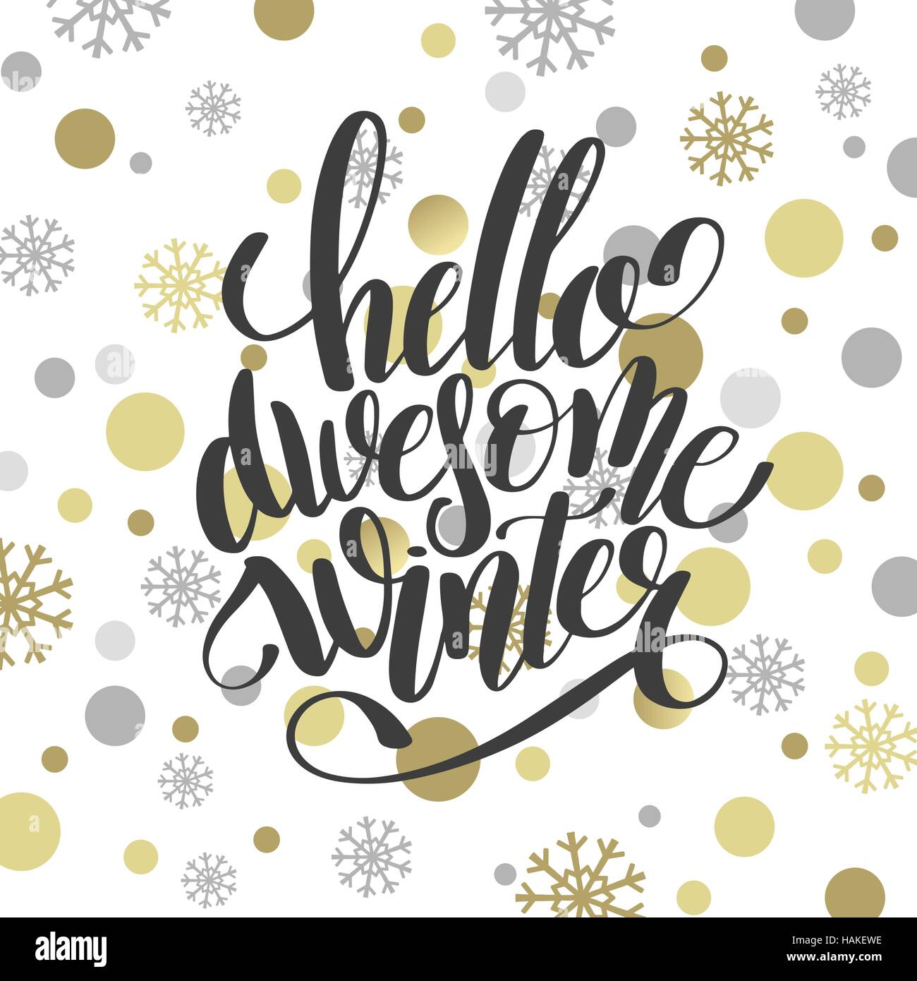 hello awesome winter handwritten lettering inscription Stock Vector ...