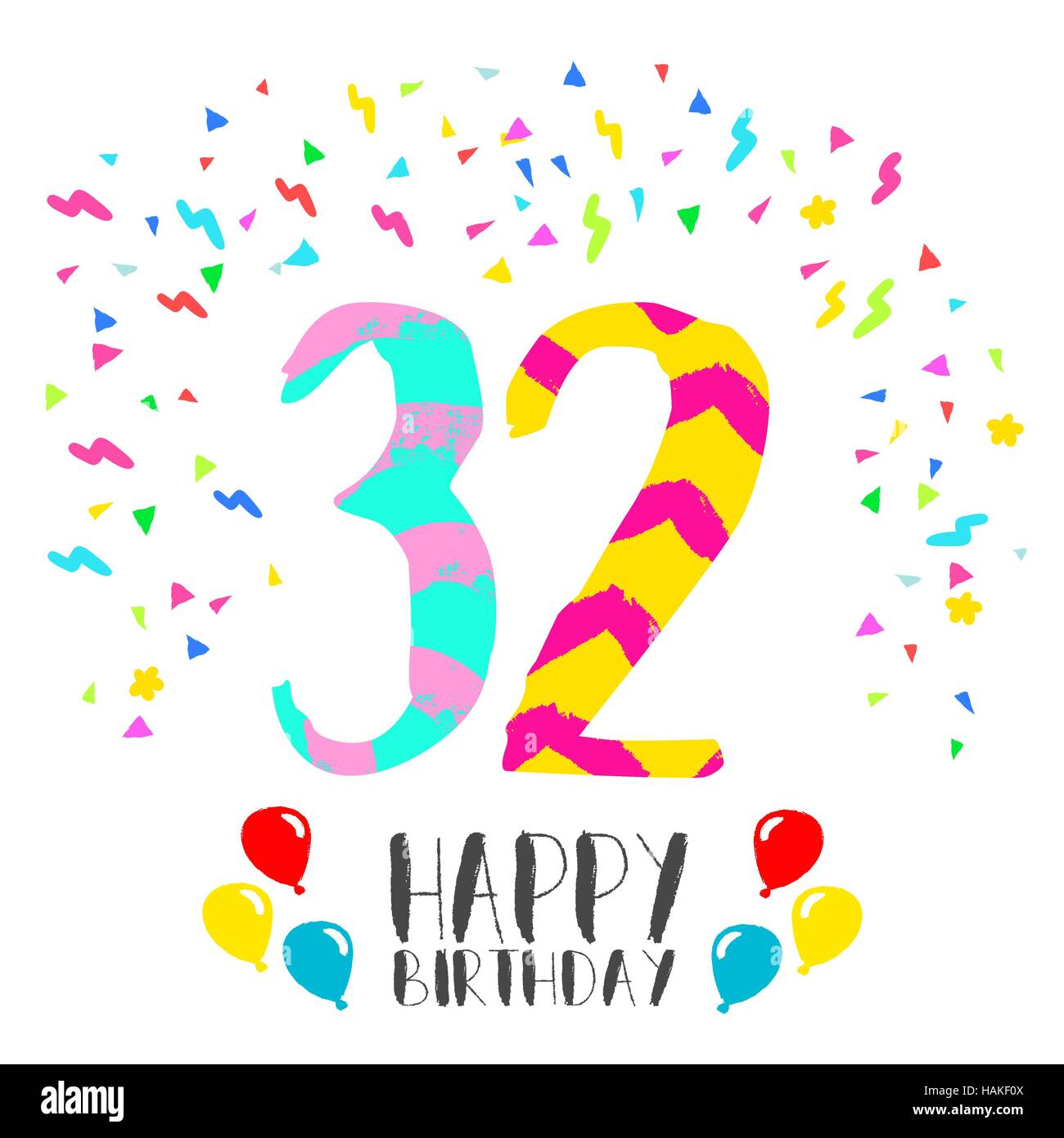 Happy Birthday Number 32 Greeting Card For Thirty Two Year In Fun