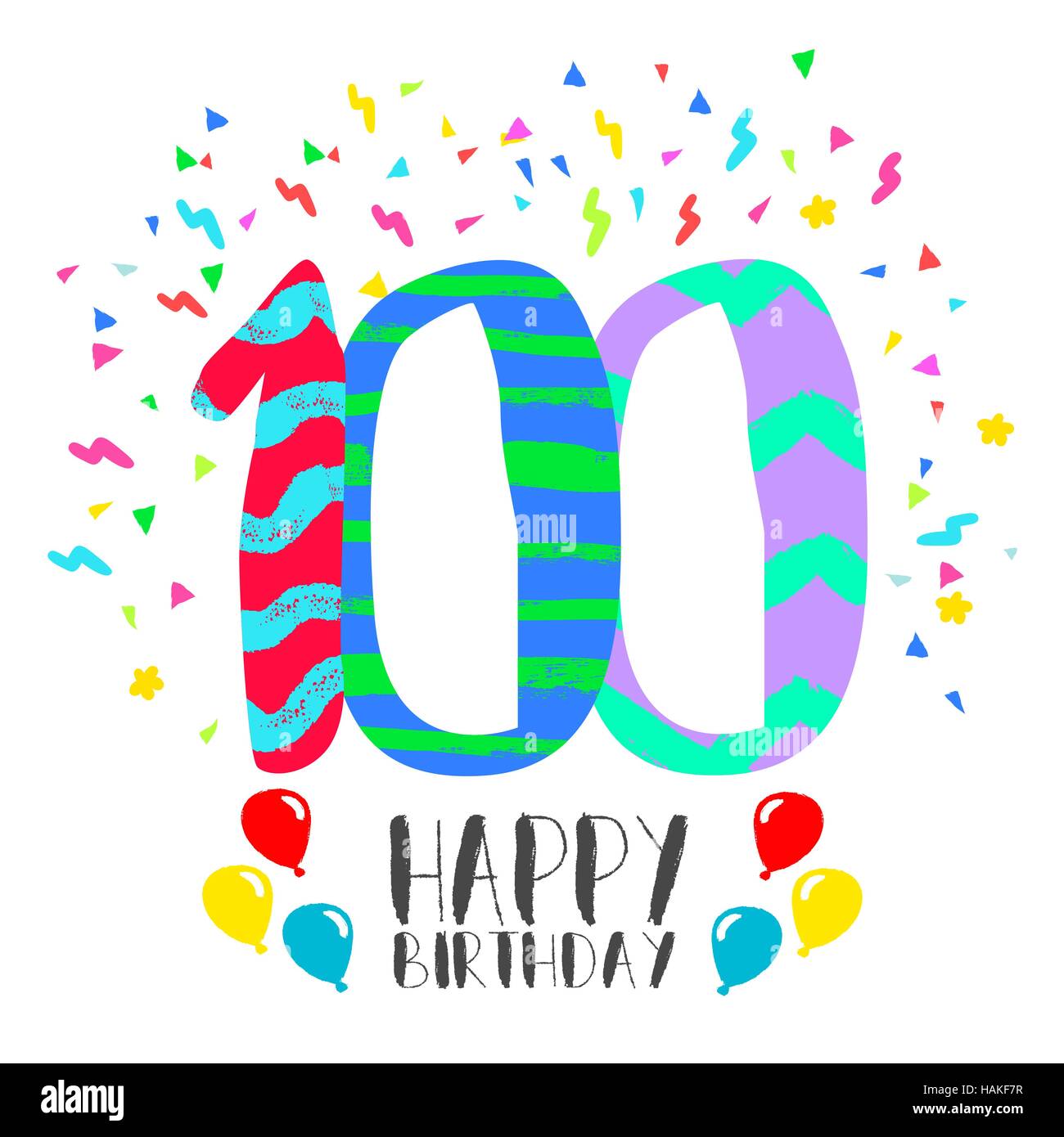 Happy birthday number 100, greeting card for one hundred year in fun ...