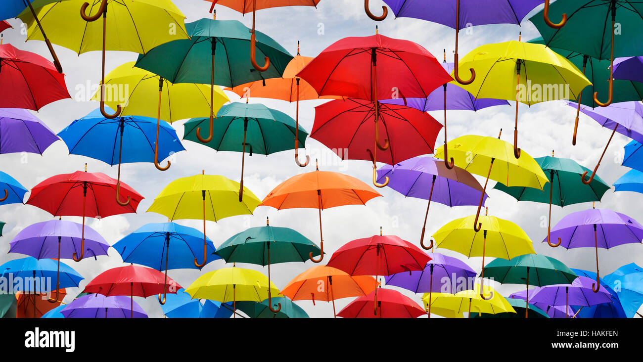View of Multiple Umbrellas on Display in Bath, England, UK Stock Photo ...