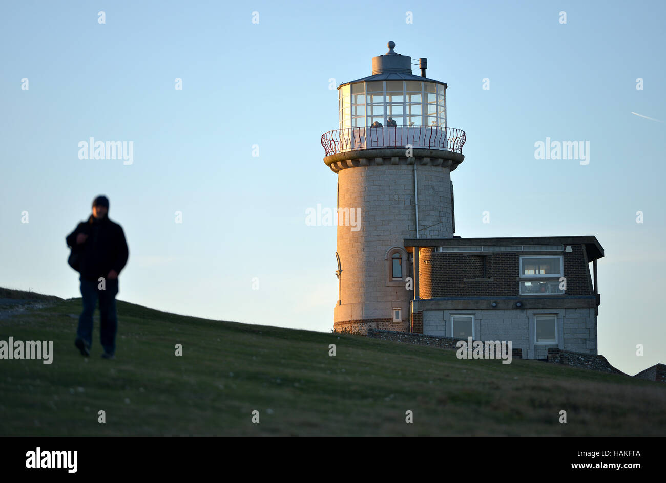 Belle Tout lighthouse, near to Beachy Head, on the chalk cliffs of the ...