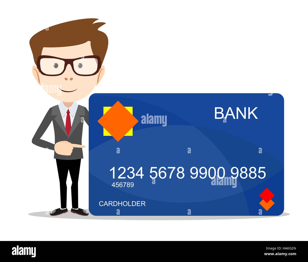Man in suit shows plastic cards. Bank selection concept, conditions of ...