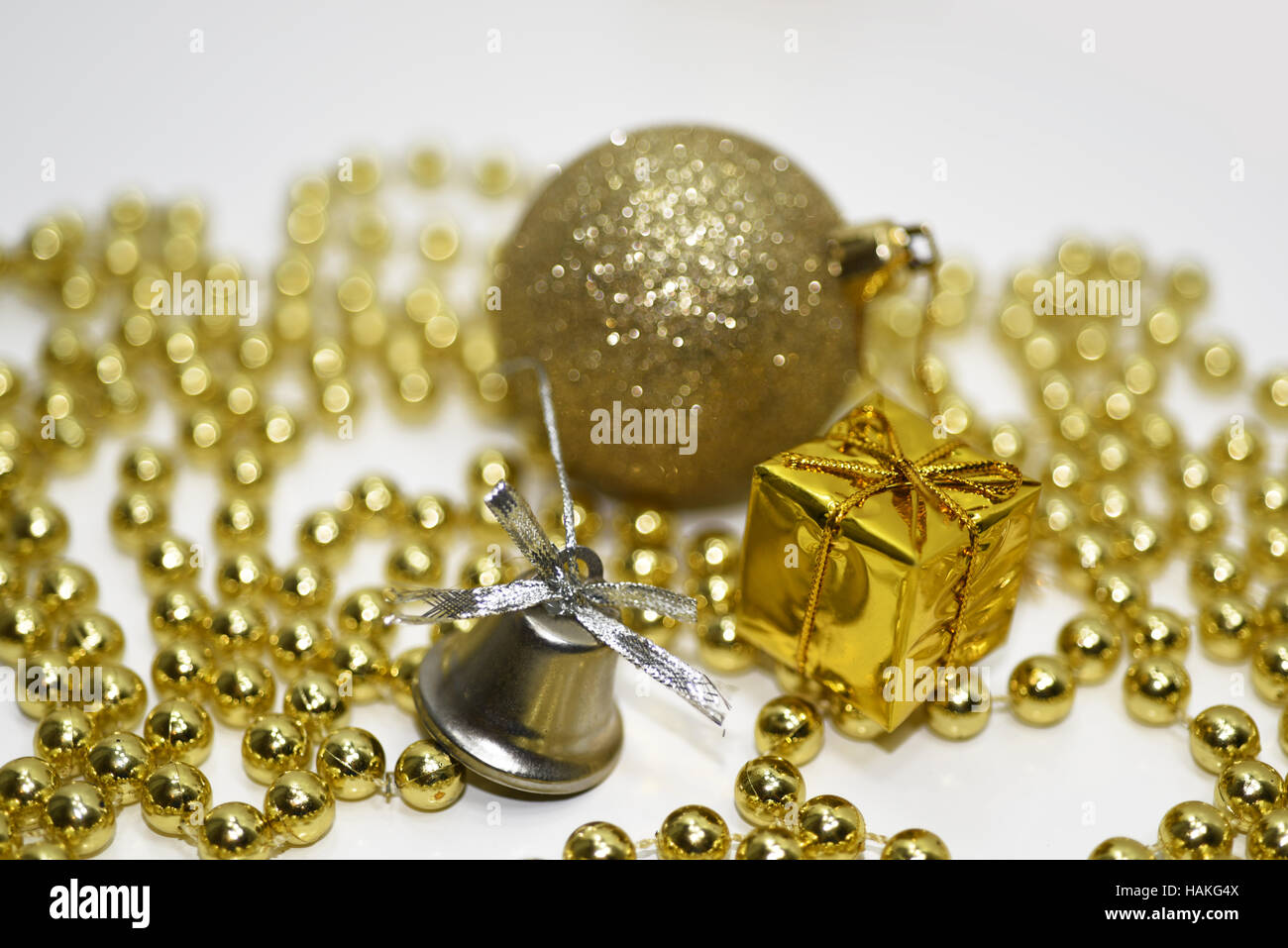Golden Christmas decoration Stock Photo - Alamy