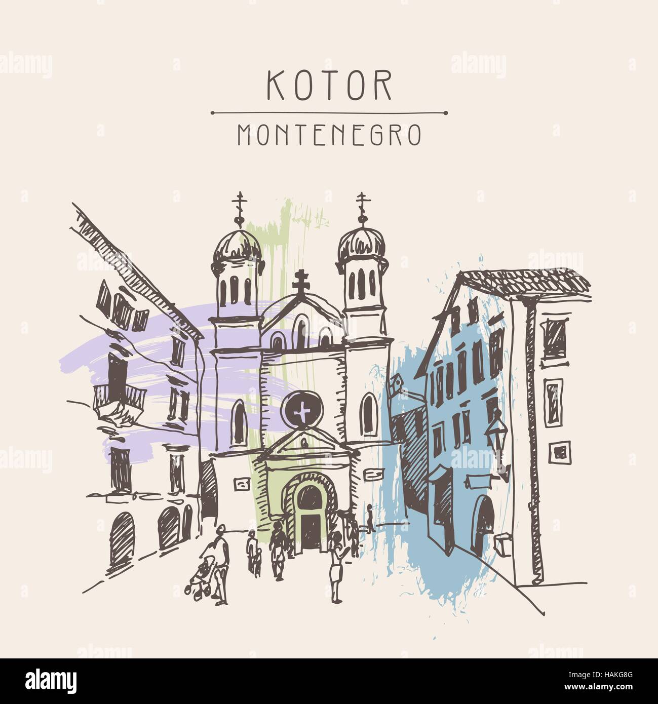 Kotor castle montenegro Stock Vector Images - Alamy