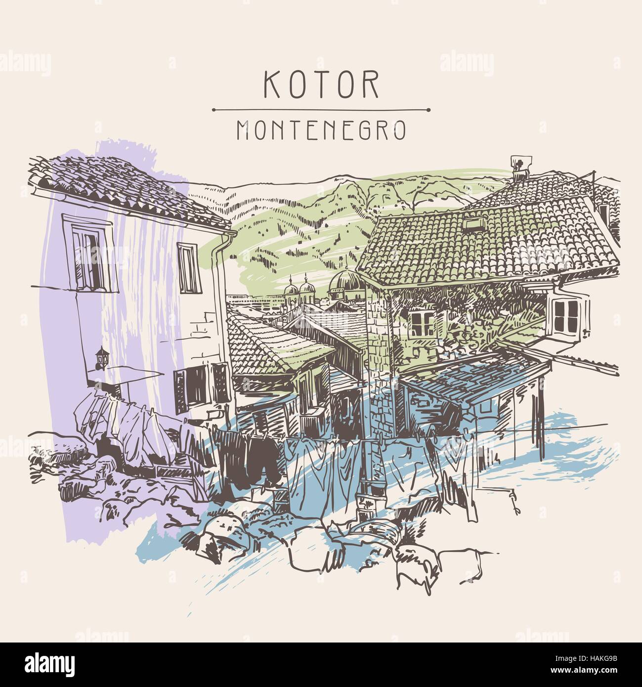 Beautiful view old town Stock Vector Images - Alamy