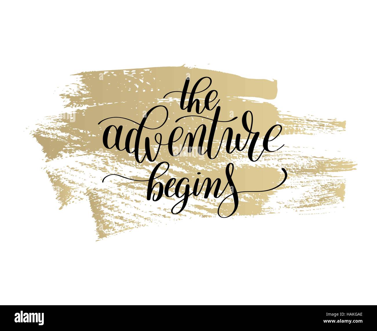 the adventure begins handwritten positive inspirational quote Stock ...