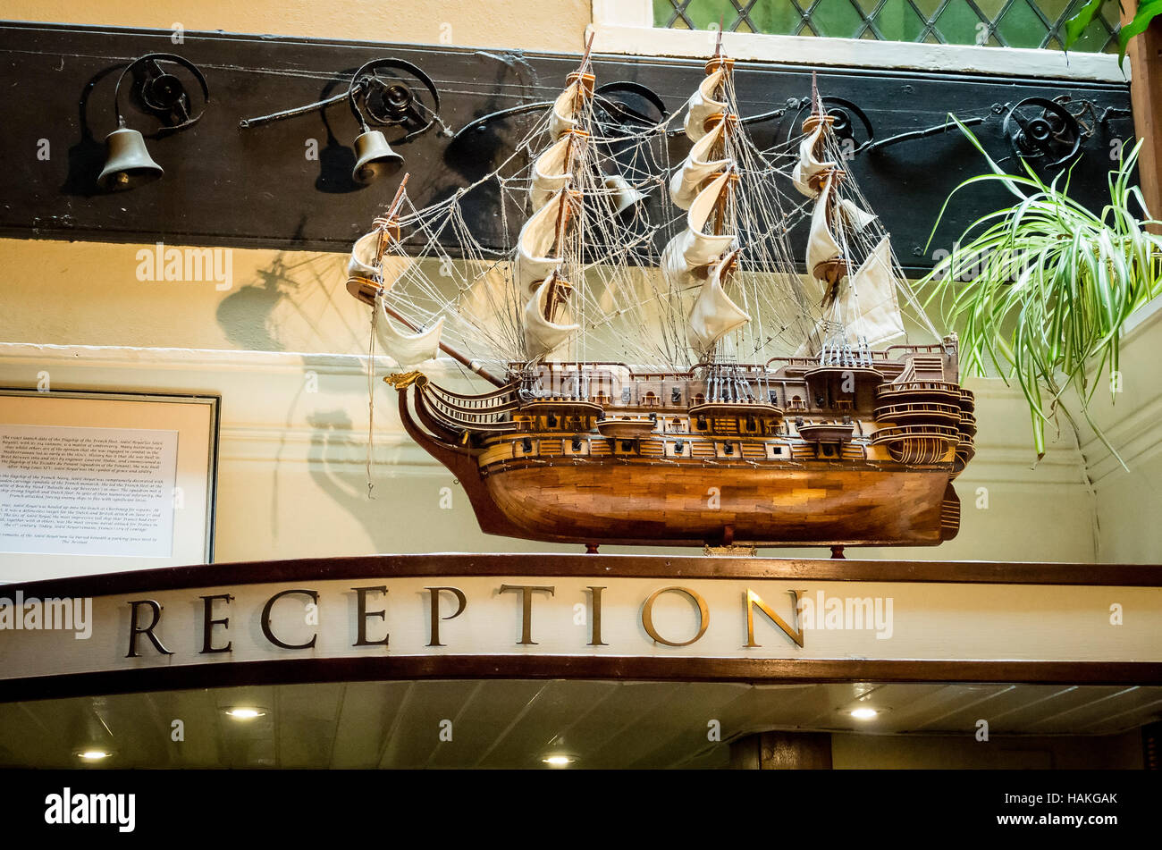 Model of an historic French warship in Reception the Ship Hotel in ...