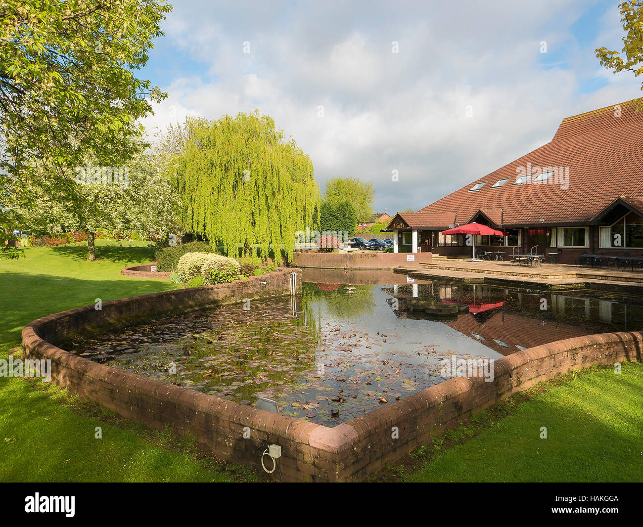 Ornamental lily pool in the grounds of the Three Counties hotel in ...