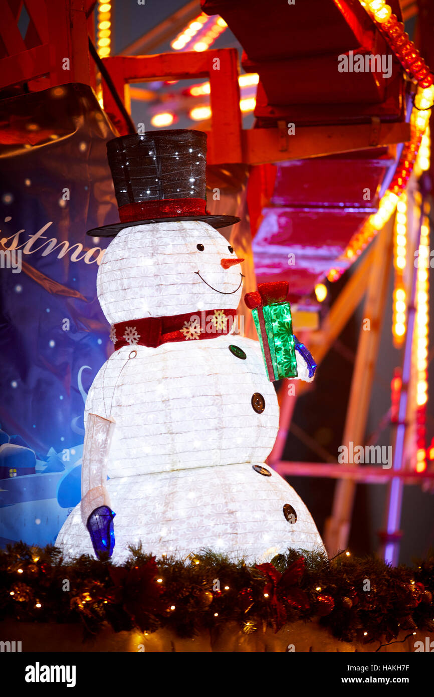 Manchester christmas fair snowman Paper lamp light illuminated ...