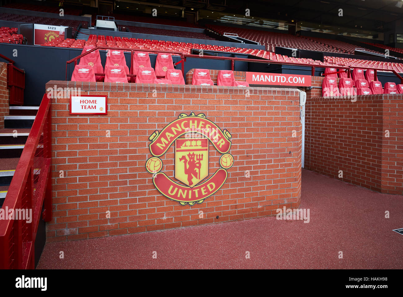 The substitutes bench at old trafford hi-res stock photography and ...