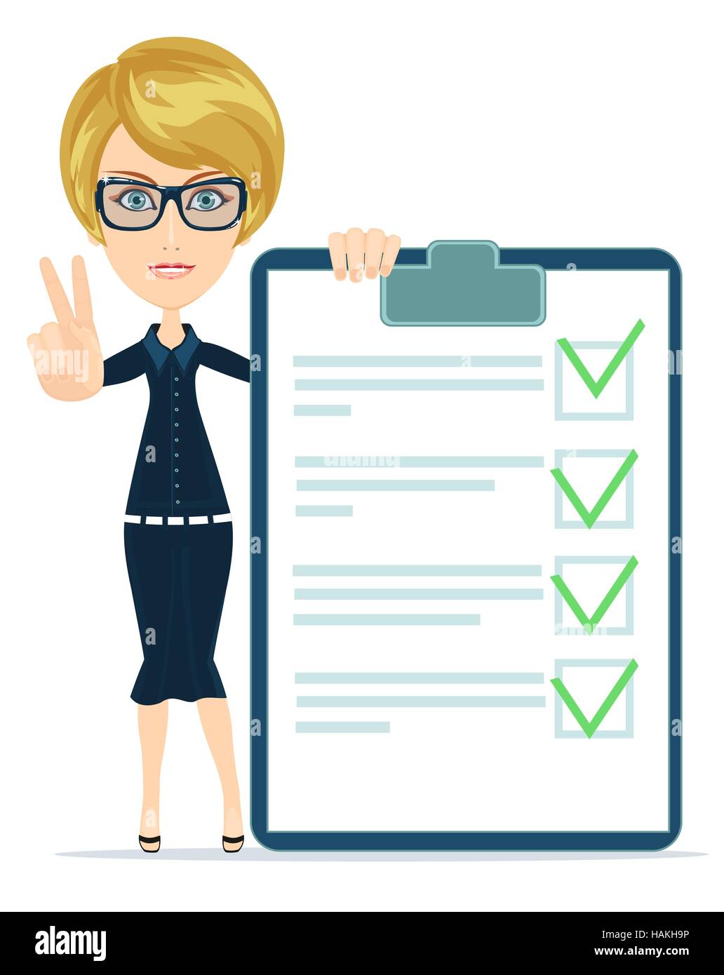 funny businesswoman with checklist Stock Vector Image & Art - Alamy