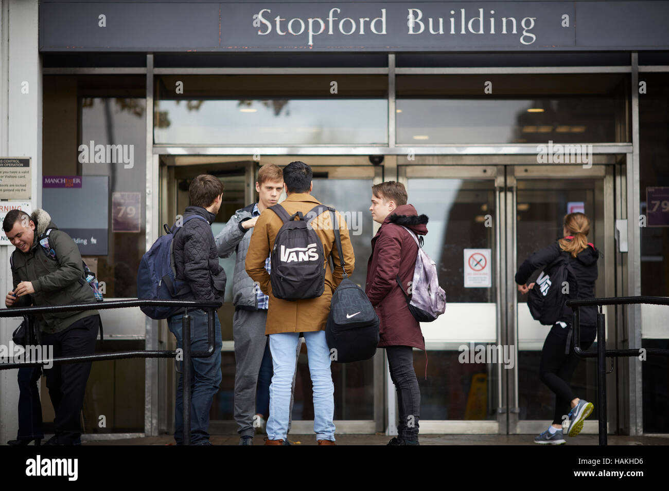 Manchester University student gathered group students loitering waiting ...