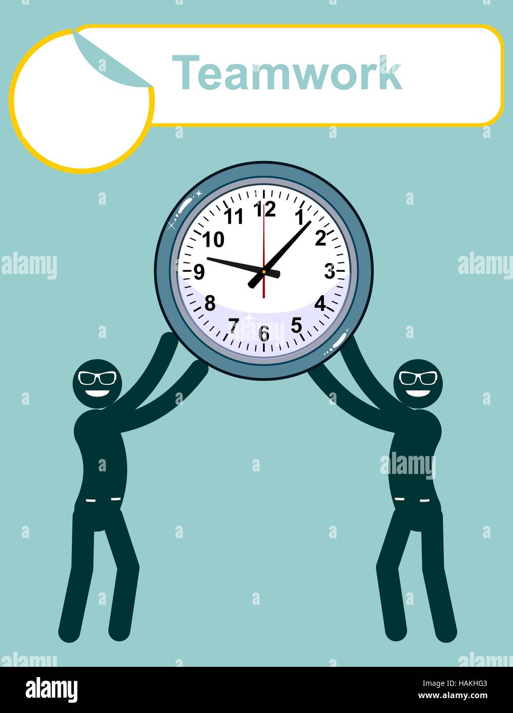 Abstract Businessman holding Time. Teamwork. Stock vector illustration ...