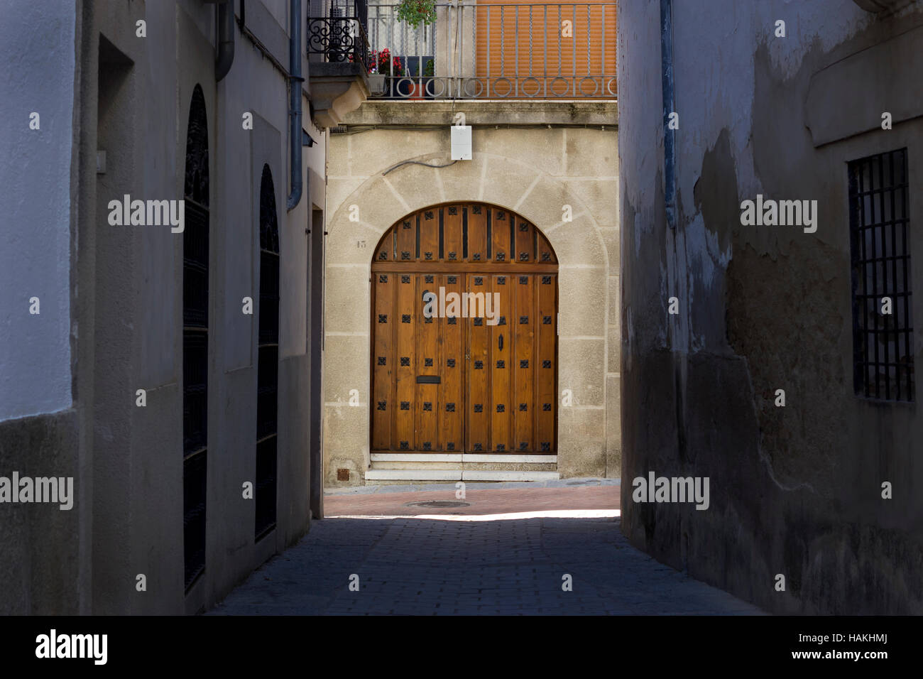 Light at the end of the street (Coria, Caceres, Extremadura, Spain ...