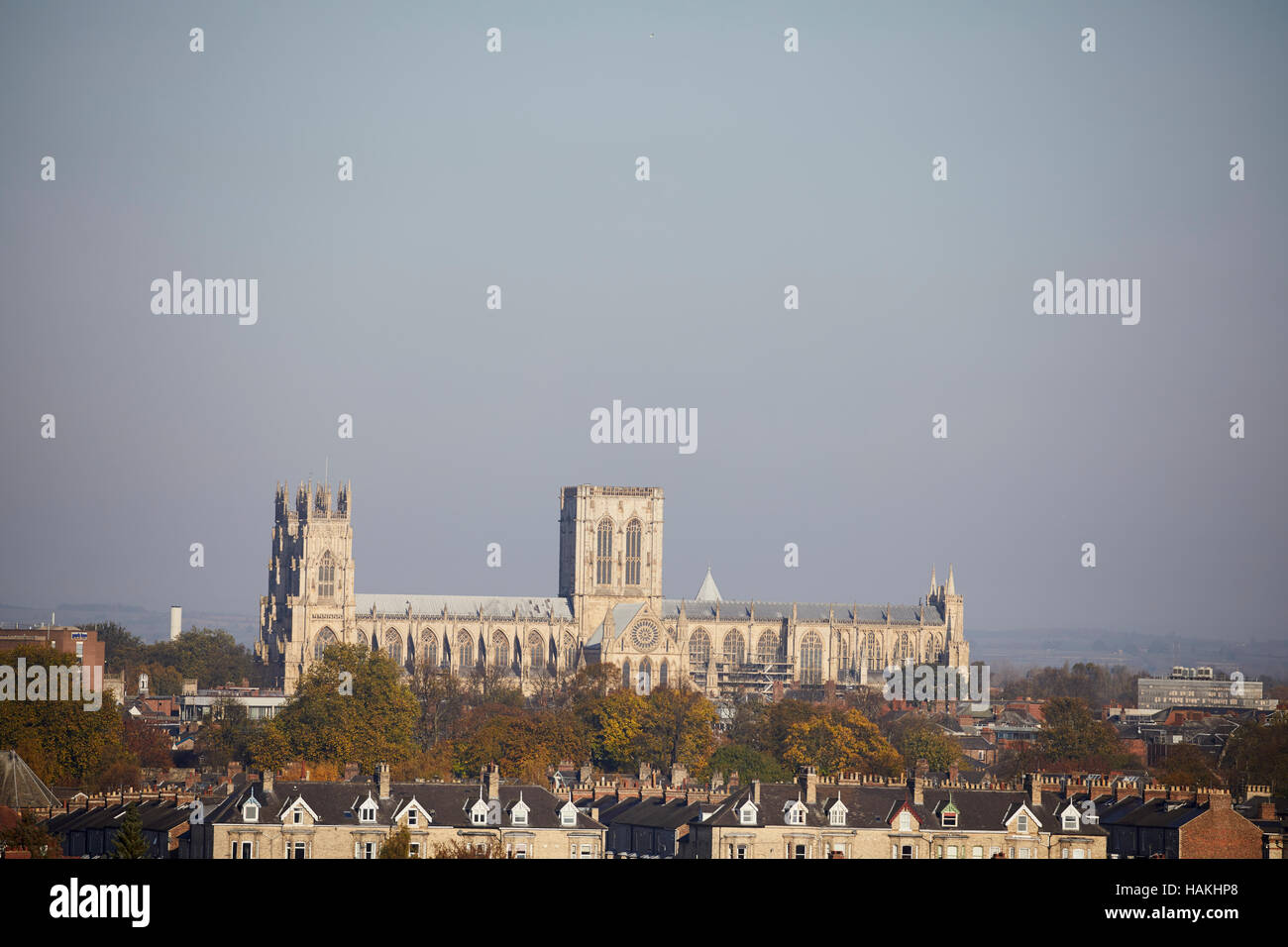 York Cathedral Minster viewpoint above Ariel Landmark skyline rooftops ...