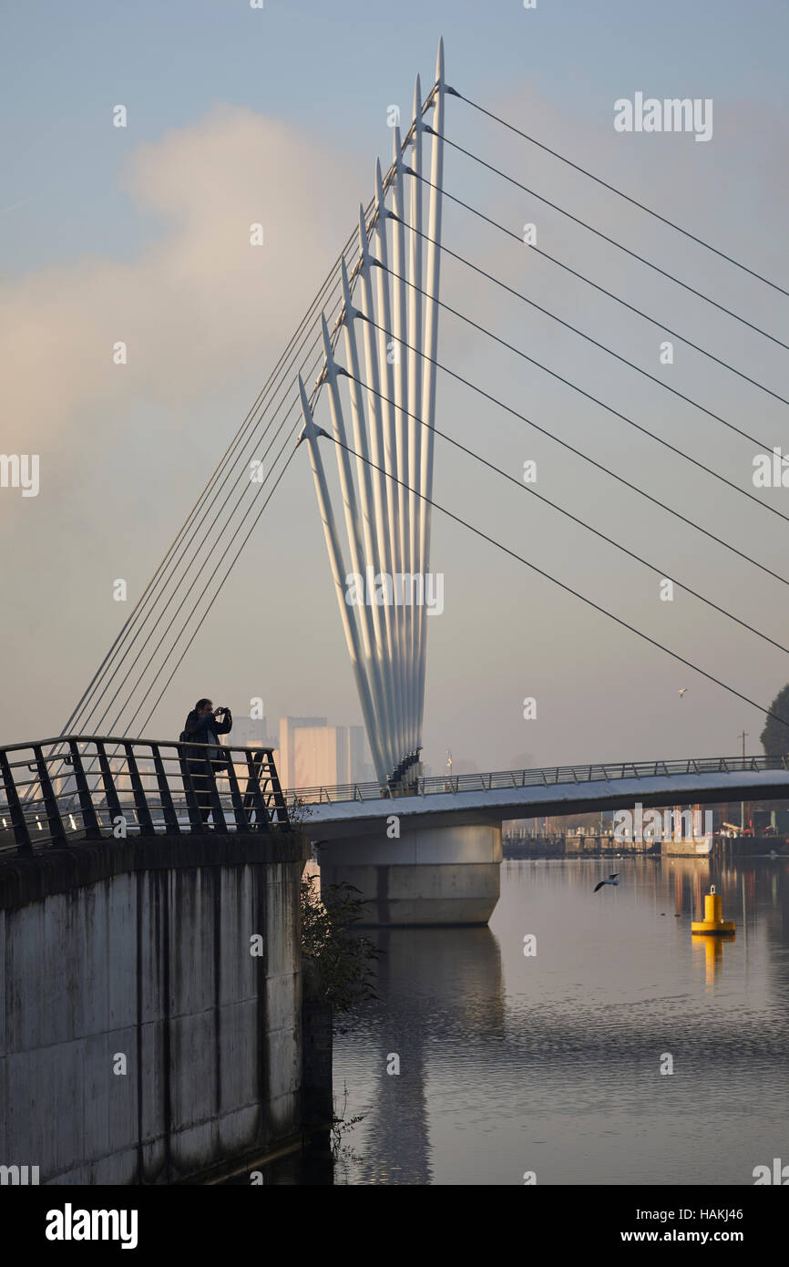 Salford Quays Manchester MediaCity BBC Detail front close up waterfront ...