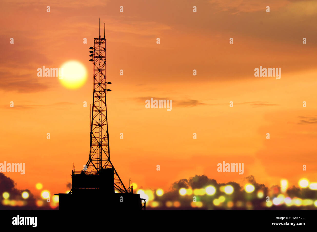 Telecommunication Tower in Evening Light Stock Photo - Alamy