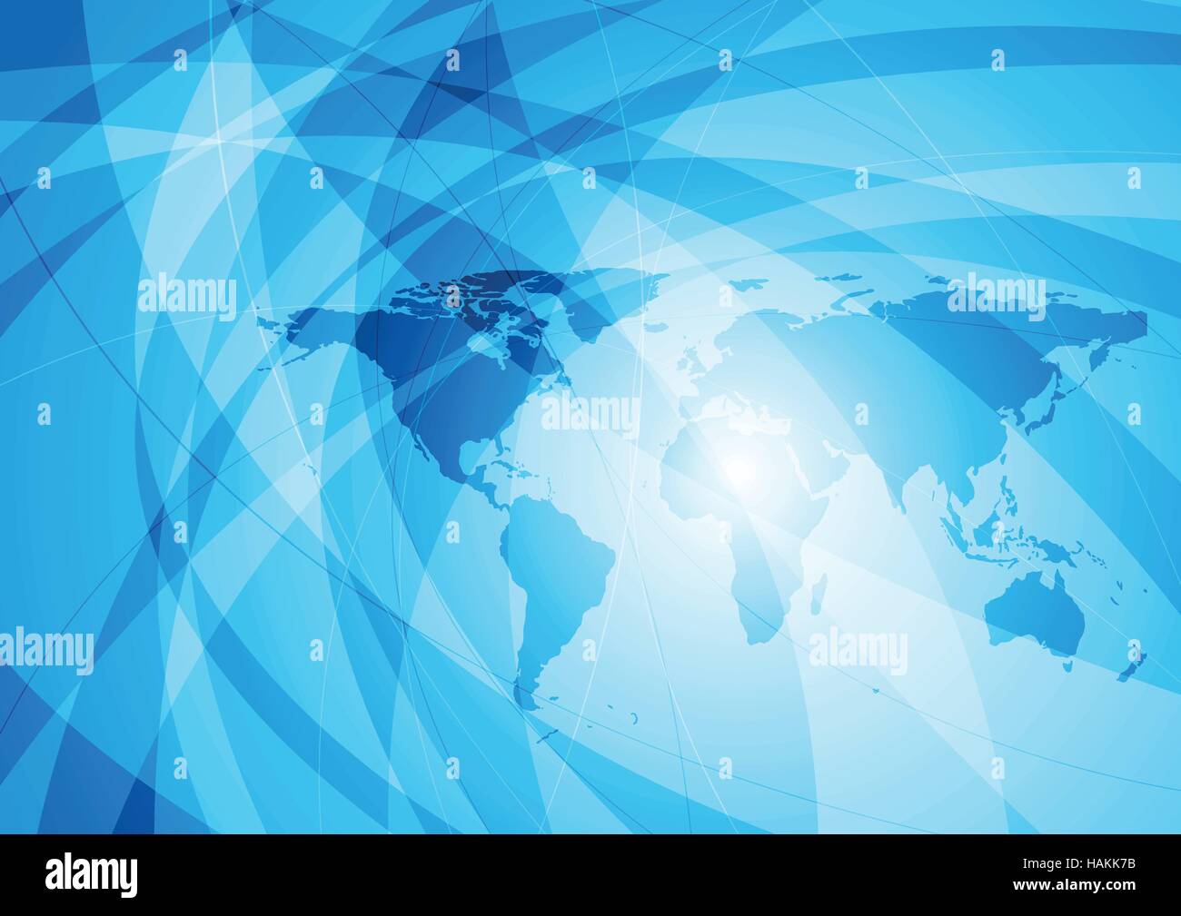 Abstract blue vector tech wavy background with earth world map Stock ...