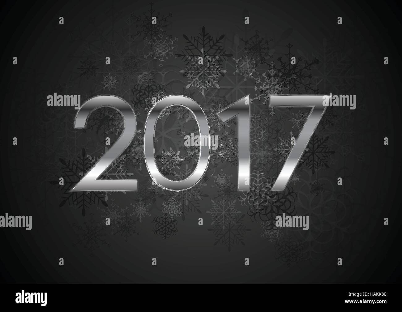 Black New Year 2017 abstract background with snowflakes. Greeting card ...
