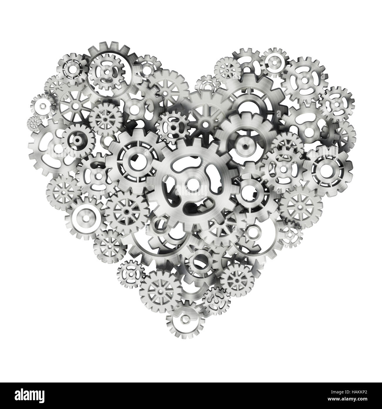 Metal gears forming heart shape. 3D illustration Stock Photo - Alamy
