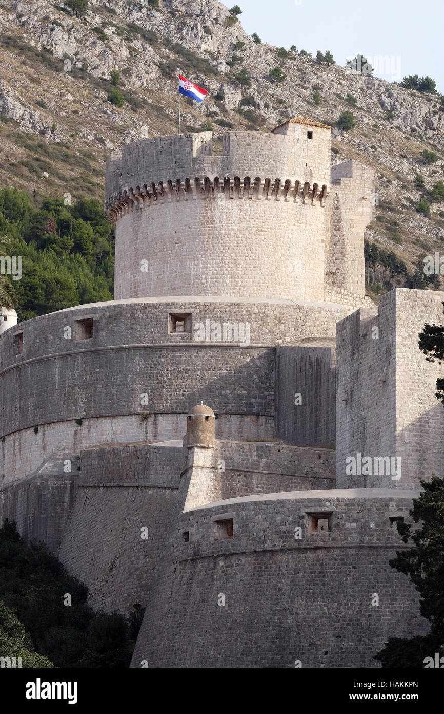 Walls of Dubrovnik with Minceta Tower in Dubrovnik, Croatia on November ...