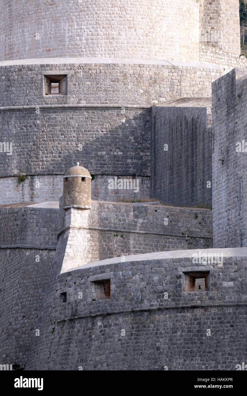 Walls of Dubrovnik with Minceta Tower in Dubrovnik, Croatia on November ...
