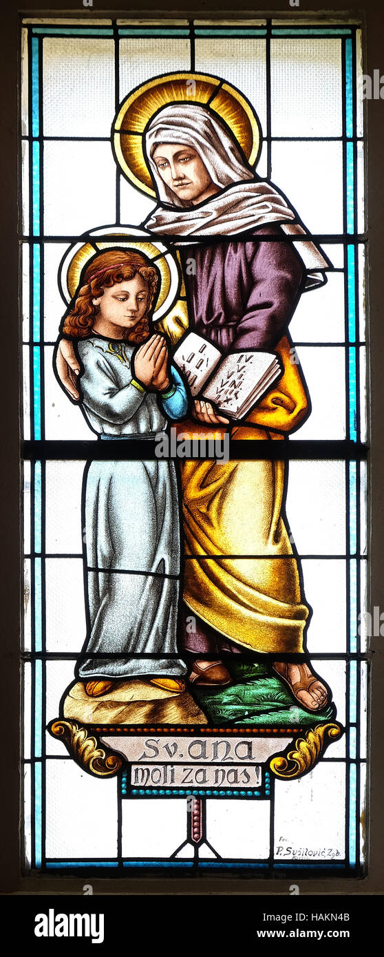Saint Anne stained glass window in parish church of the Holy Trinity in ...