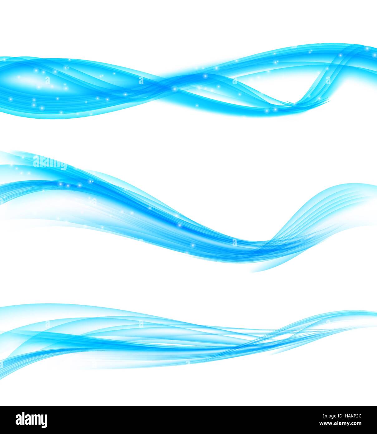 Set of Abstract Blue Wave Set on Transparent Background. Vector Stock ...