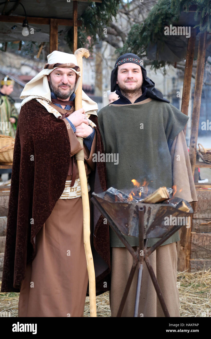 Live Christmas nativity scene in Zagreb, Croatia Stock Photo - Alamy