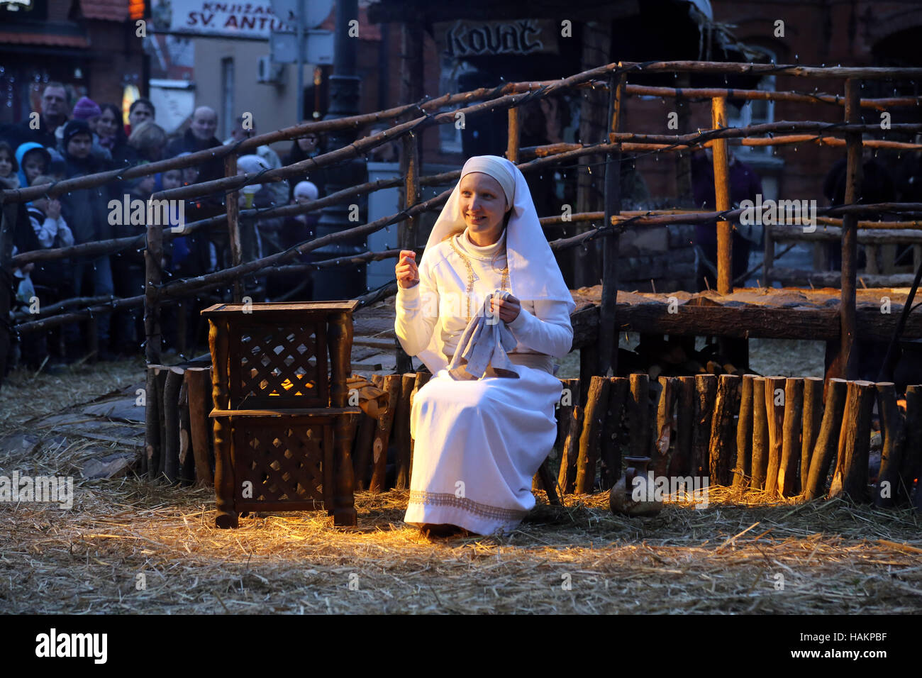 Live Christmas nativity scene in Zagreb, Croatia Stock Photo - Alamy