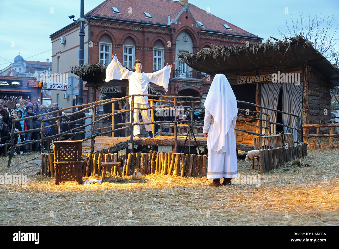 Live Christmas nativity scene in Zagreb, Croatia Stock Photo - Alamy