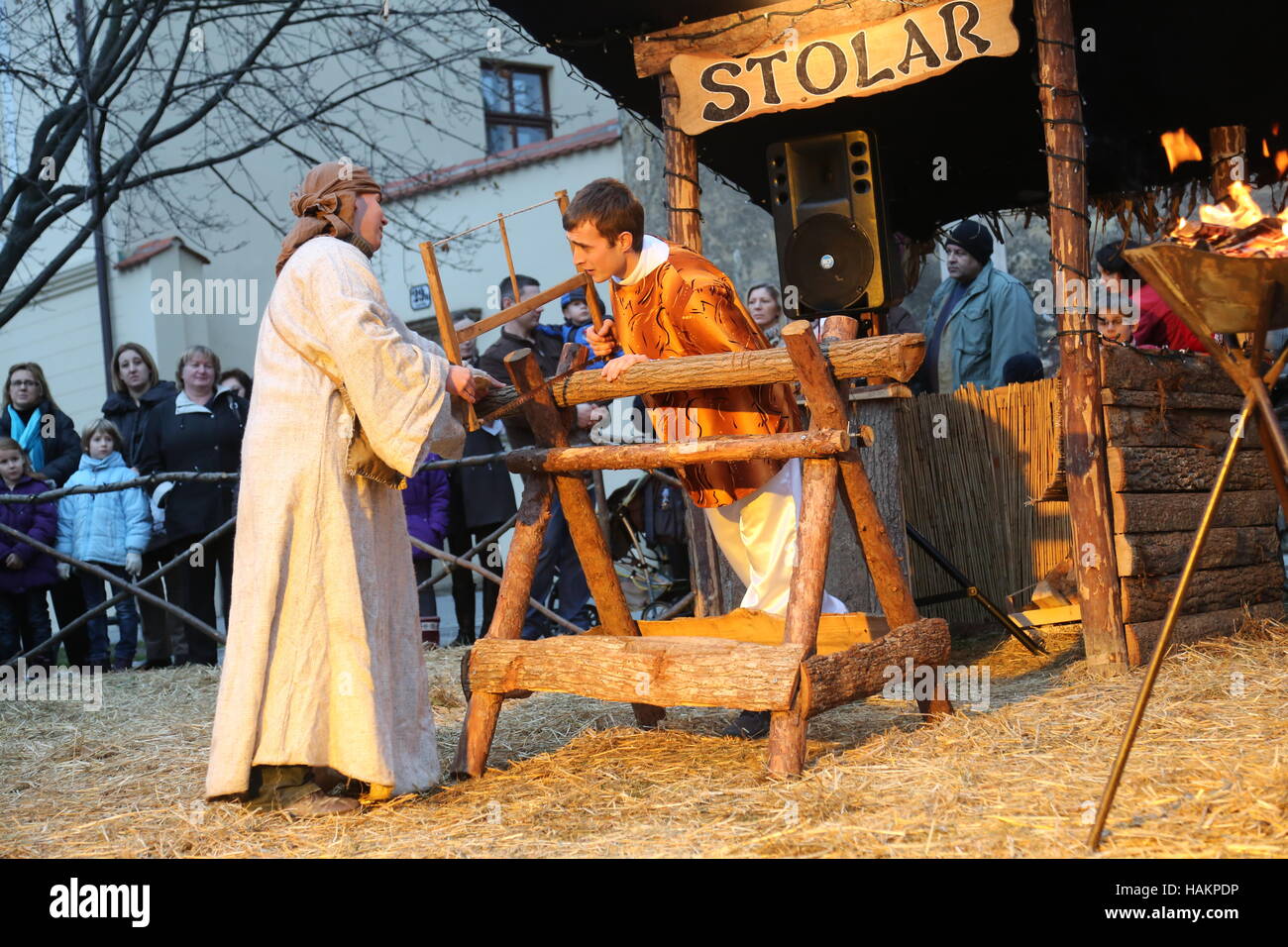Live Christmas nativity scene in Zagreb, Croatia Stock Photo - Alamy