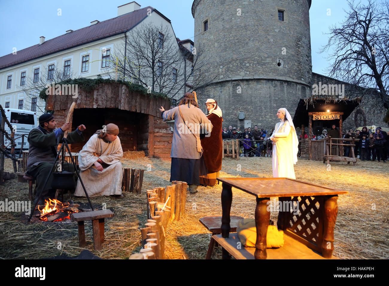 Live Christmas nativity scene in Zagreb, Croatia Stock Photo - Alamy