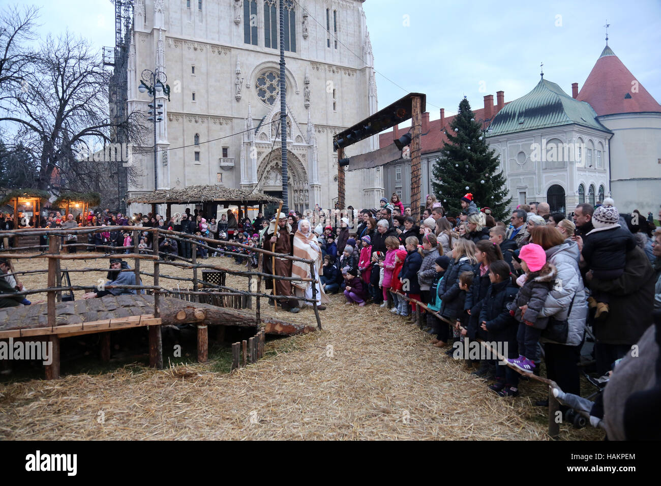 Live Christmas nativity scene in Zagreb, Croatia Stock Photo - Alamy