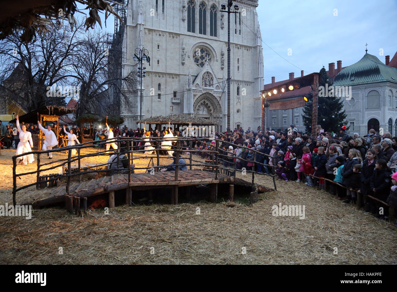 Live Christmas nativity scene in Zagreb, Croatia Stock Photo - Alamy