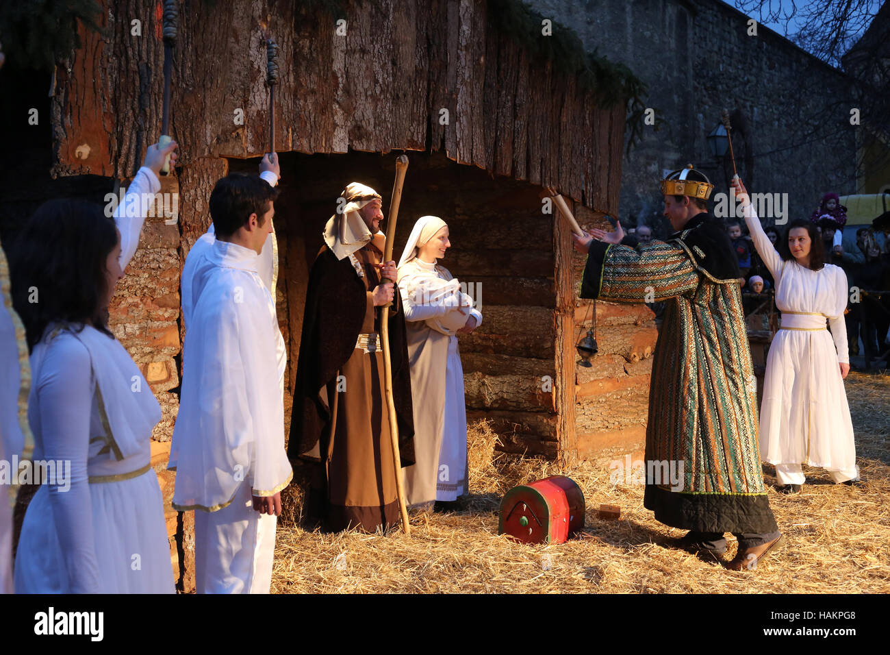 Live Christmas nativity scene in Zagreb, Croatia Stock Photo - Alamy