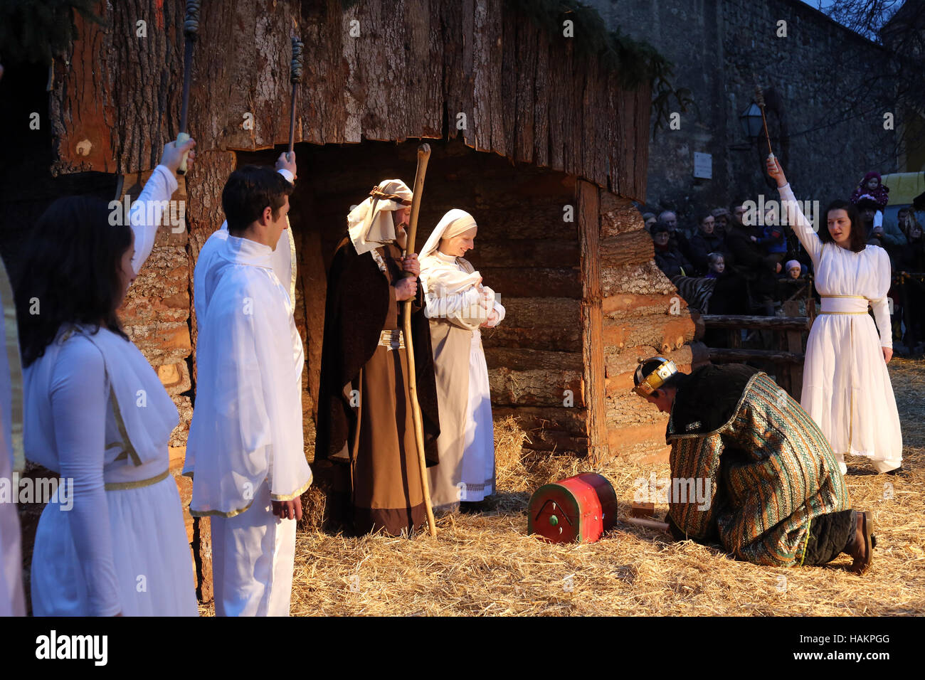 Live Christmas nativity scene in Zagreb, Croatia Stock Photo - Alamy