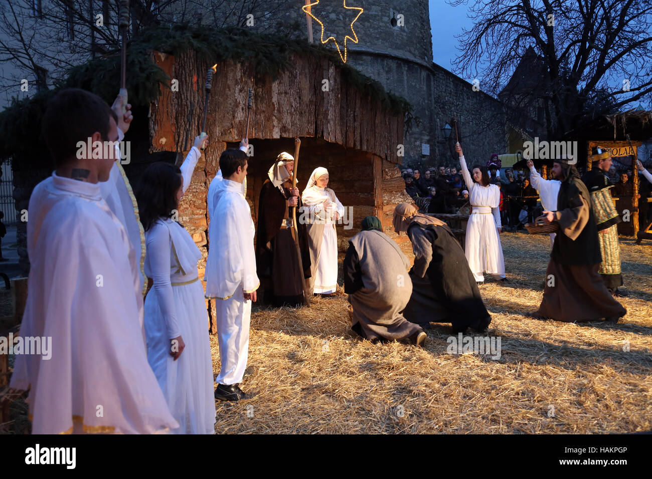 Live Christmas nativity scene in Zagreb, Croatia Stock Photo - Alamy