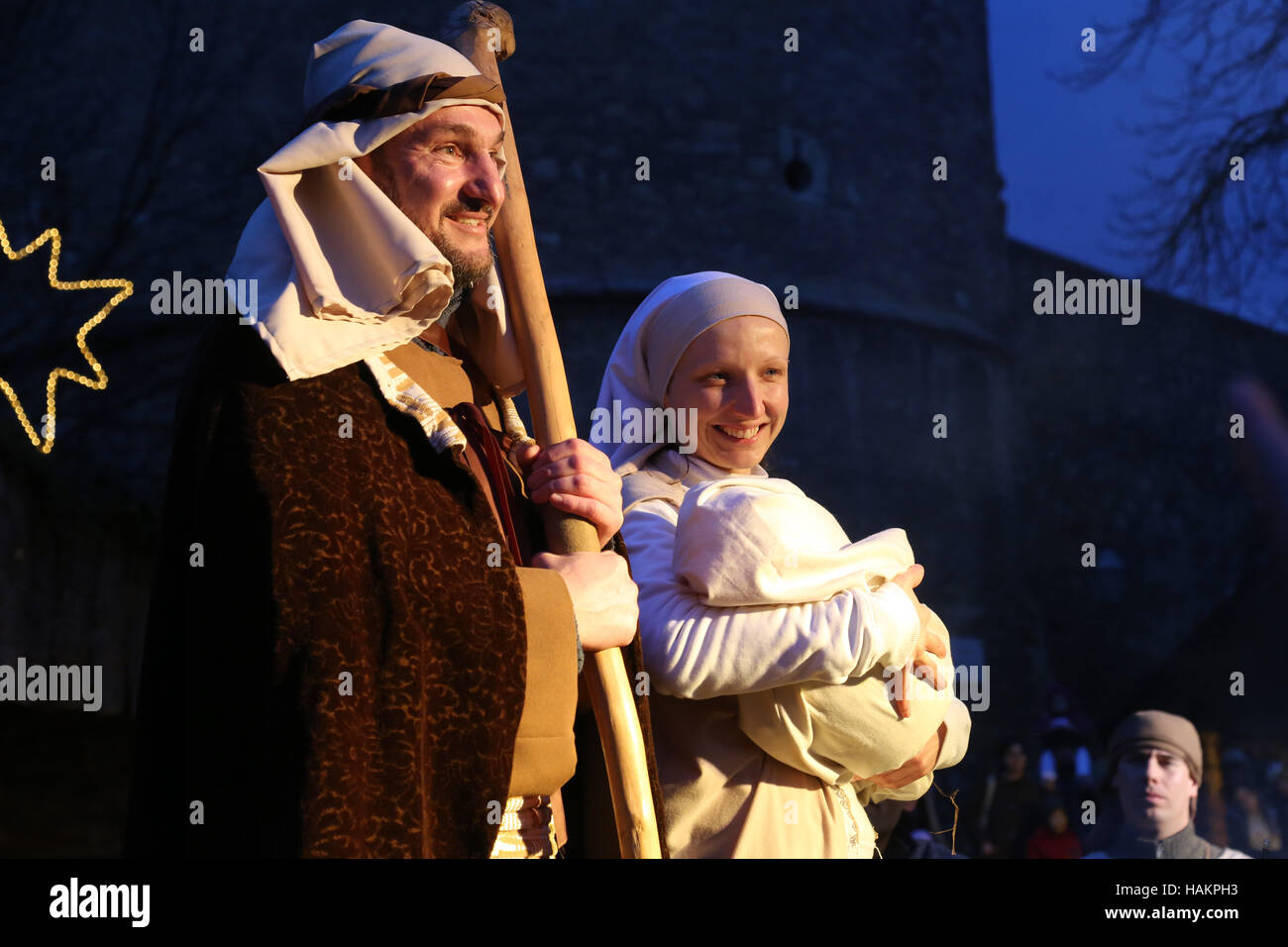 Live Christmas nativity scene in Zagreb, Croatia Stock Photo - Alamy