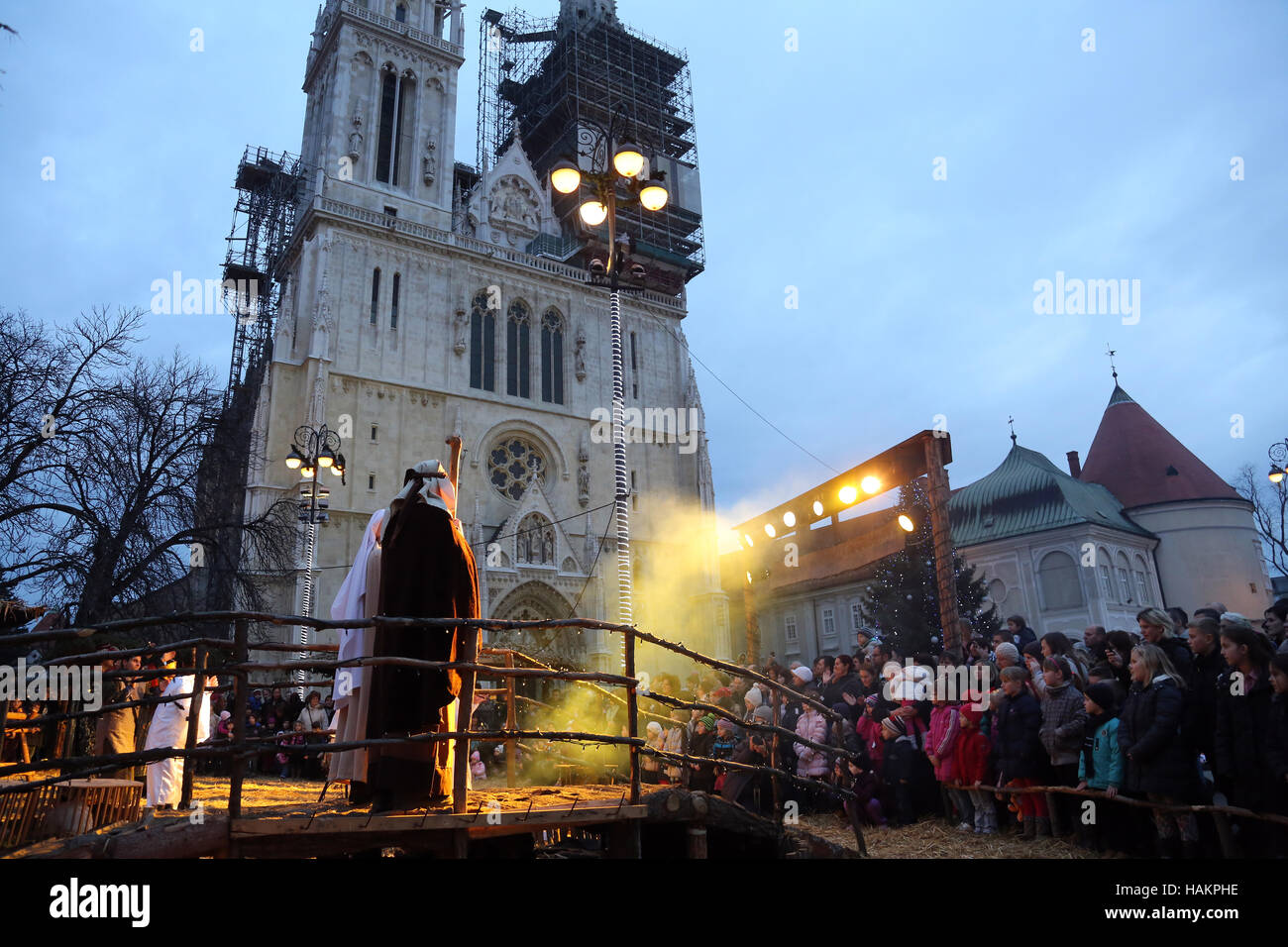 Live Christmas nativity scene in Zagreb, Croatia Stock Photo - Alamy