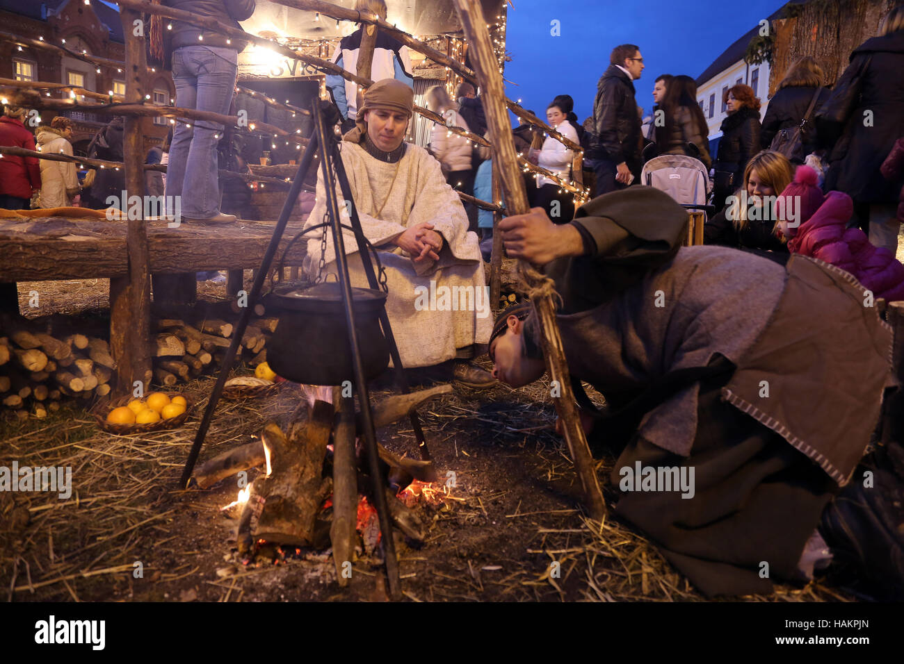 Live Christmas nativity scene in Zagreb, Croatia Stock Photo - Alamy