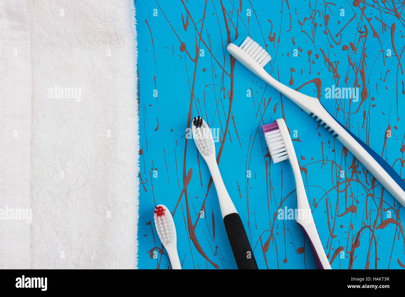 Manual toothbrush set isolated on blue background Stock Photo - Alamy
