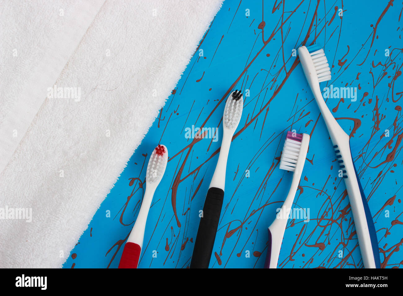 Manual toothbrush set isolated on blue background Stock Photo - Alamy